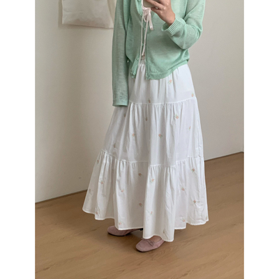 ower April（FA）-夏2026新款显瘦少女风压褶A字蛋糕半身裙170529