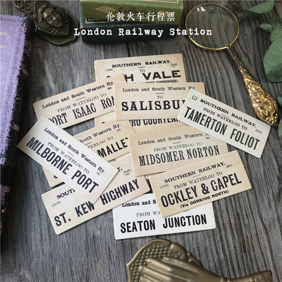 junkjournal 复古手帐拼贴厚卡素材 伦敦火车站行程票 TimHoltz风