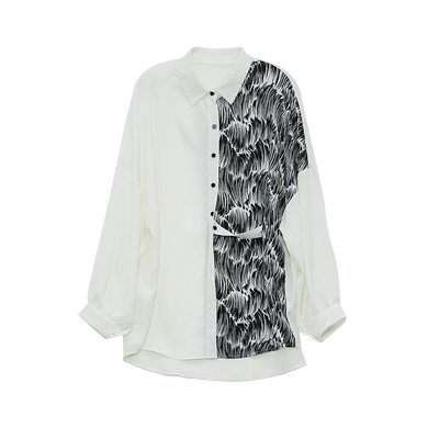 朗香秋季设计师款韩式拼接白衬衫