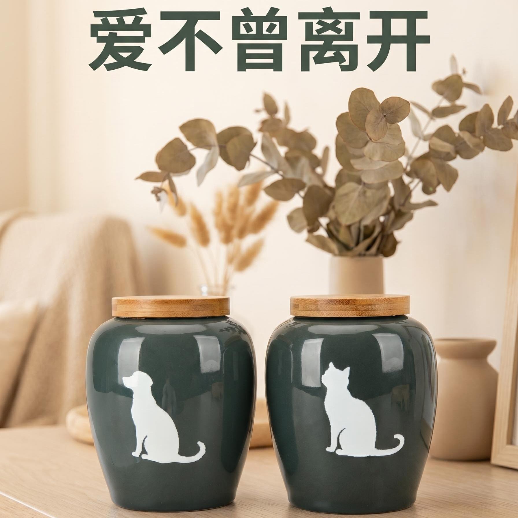 宠物纪念坛罐火化猫狗定制灰骨盒陶瓷殡葬用品照片相框棺材烛台