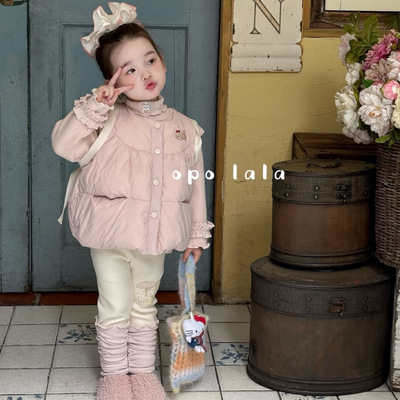 Opolala 25冬 女童粉马甲带包7028 打底衫7063 打底裤7163