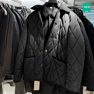 西班牙撞色领美式休闲绗缝棉服