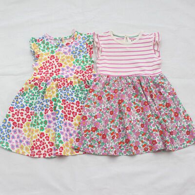 【猫耳】92-152码 英BD女童纯棉条纹豹纹印花连衣裙儿童夏季裙子