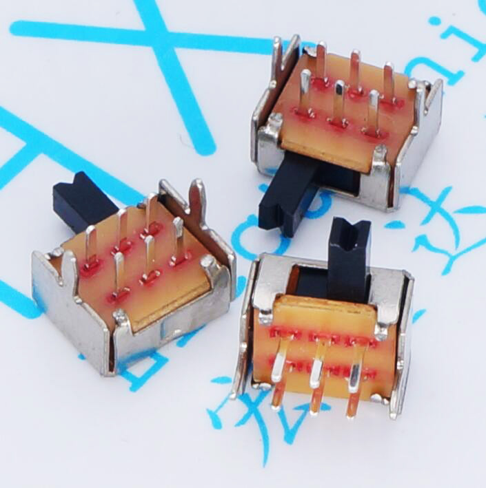 SK22D02柄长5mm拨动开关 SK-22D02 6脚 2P2T卧式双联滑动开关_虎窝淘