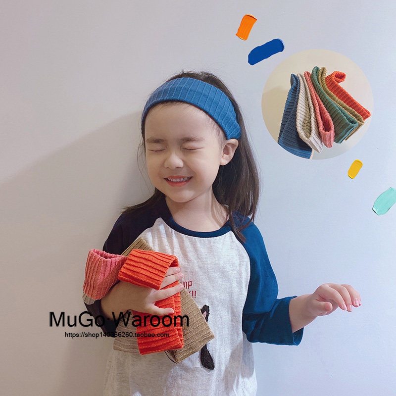 MuGo一起出街啦~纯色针织弹力发带时尚基础休闲亲子发带拍照发饰