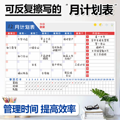 月度办公车间工作计划表白板墙贴
