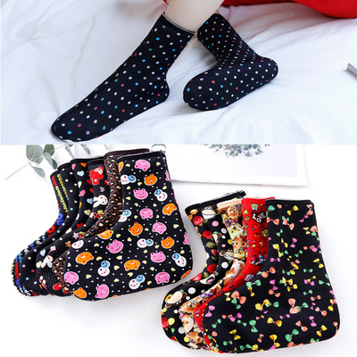 秋冬加厚男女无跟女高筒靴袜袜套