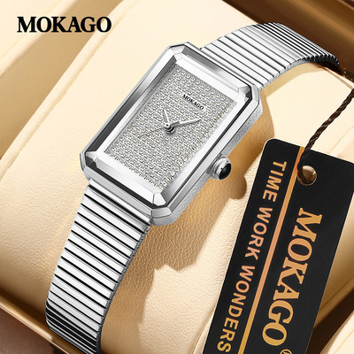 MOKAGO轻奢满钻复古小方表仙奴带