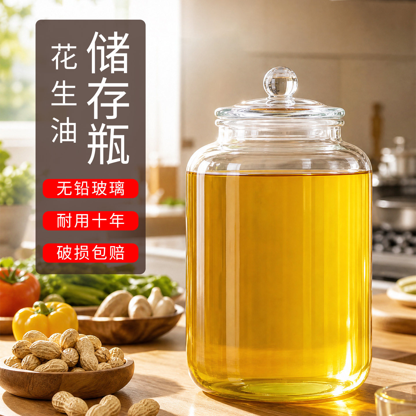 油罐 厨房 家用大容量玻璃油瓶食用油桶花生油桶大号储油罐装油瓶
