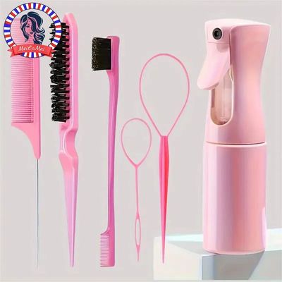 6pcs/Set Hair Brush Set Hairdressing Spray Bottle Hair Braid