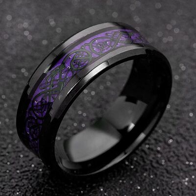 2025 Fashion Men Stainless Steel Dragon Ring Inlay Purple