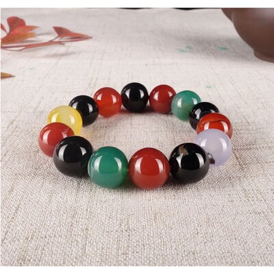 1pc Natural Colorful Chalcedony Crystal Bracelet Duobao Jewe
