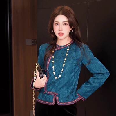 新中式国风提花长袖衬衫