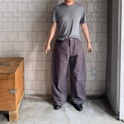 法式宽松混纺硬挺弯刀裤