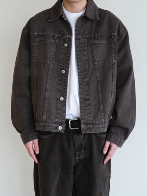 巧克力色水洗牛仔夹克