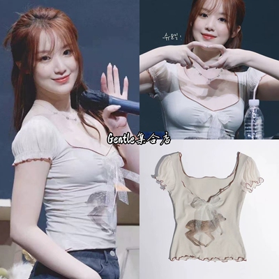 现货 SCULPTOR 25赵美延 叶舒华Sana同款梅花鹿蝴蝶结短袖t恤上衣