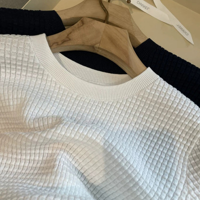 T*H经典华夫格圆领针织短袖T恤