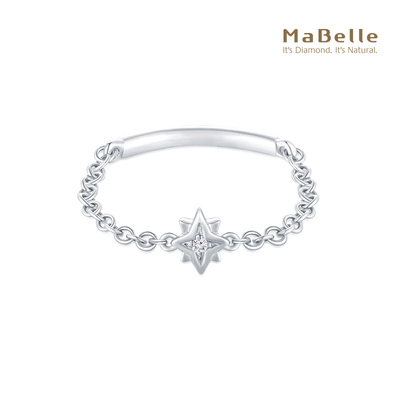 玛贝尔18K白金钻石尾指戒星星款