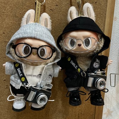 Labubu衣服17cm心动马卡龙搪胶脸拉布布棒球服套装换装现货包邮