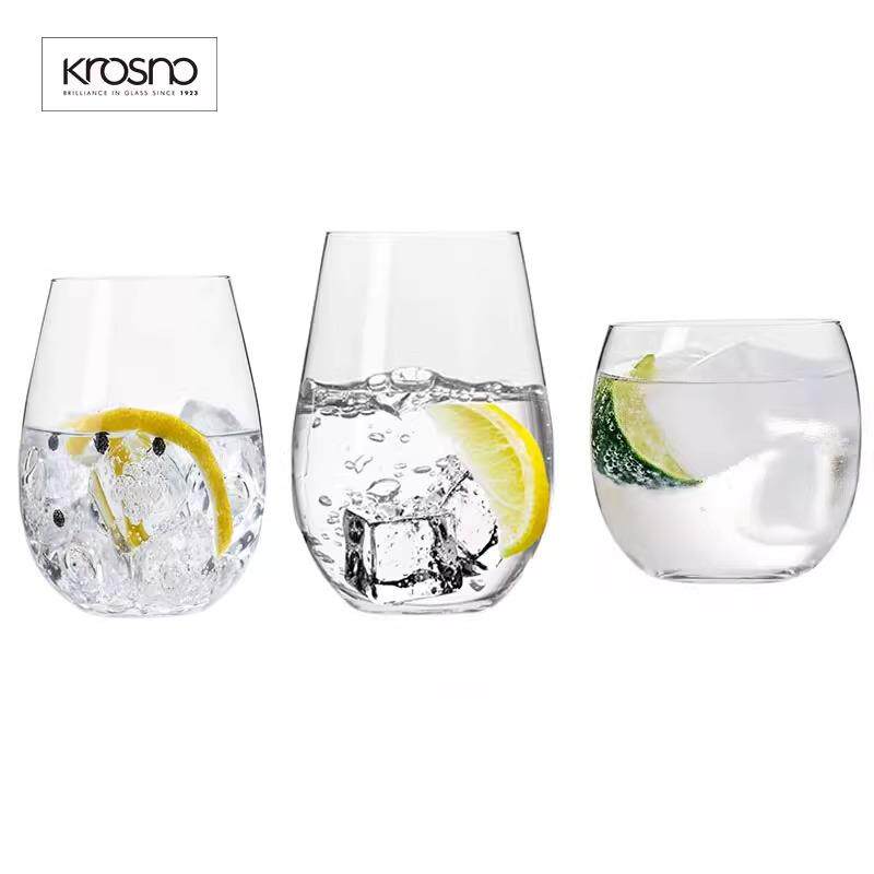KROSNO进口水晶玻璃杯家用喝水杯子创意大肚杯果汁杯红酒鸡尾酒杯