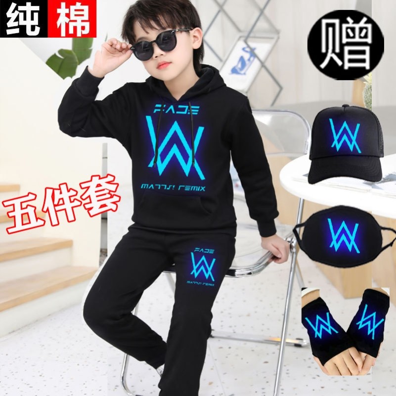 艾伦沃克夜光卫衣Alan Walker同款衣服Faded反光加绒连帽潮男外套