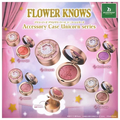 虾壳社 现货日本BUSHIROAD扭蛋 花知晓 独角兽系列化妆品粉饼风盒