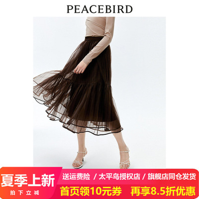 【商场同款】太平鸟女装2024年春季新款气质网纱裙A1GFE1509