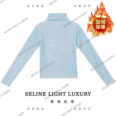 2025秋季原创满印粉色老花印花高领加绒长袖T恤【25Q-822】