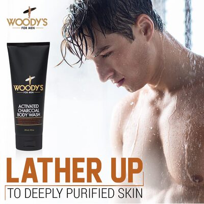 Woody's-男士活性炭深层清洁去角质沐浴露维生素核桃提取保湿配方