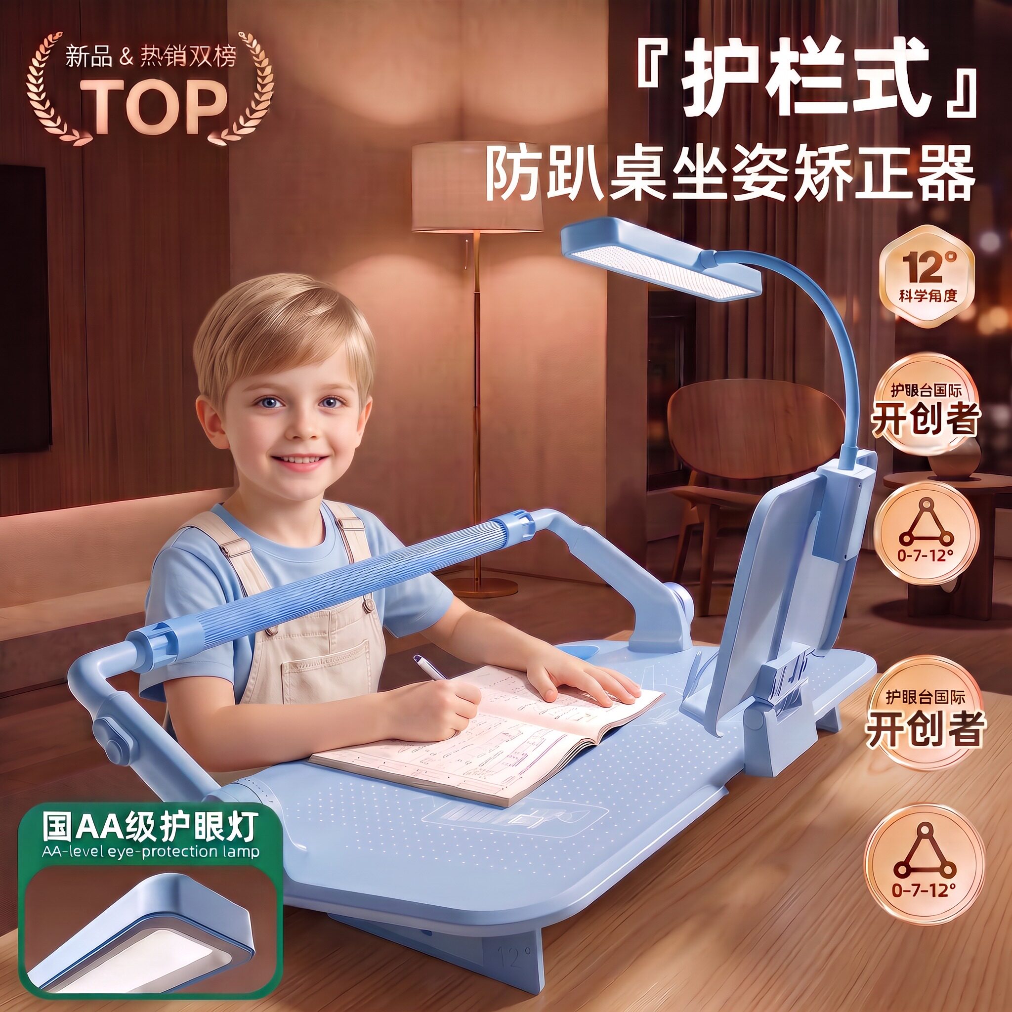 护栏写字姿势坐姿矫正器小学生桌面款儿童写作业防低头近视驼背书桌学习桌支架读写台视力纠正保护护眼神器