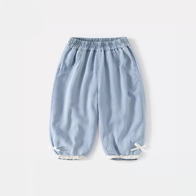 女童夏季防蚊九分束脚牛仔裤