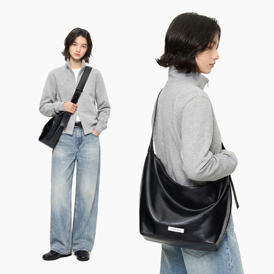 LIVEBOX牛皮斜挎包休闲饺子包女