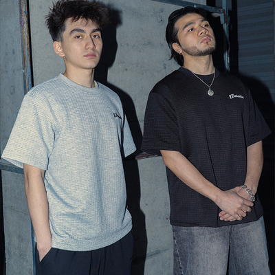 潮牌美式宽松面包格纹短袖男夏