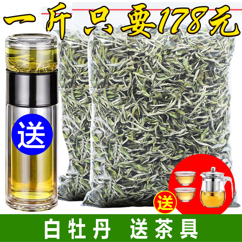 送茶具 福鼎白茶明前白牡丹王头春花香荒野特级嫩芽自己喝500g
