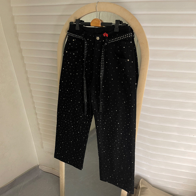 重工珍珠牛仔裤男女美式高街设计
