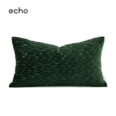 echo法式Upscale现代轻奢珠宝绿割绒样板间别墅高级感装饰腰靠垫