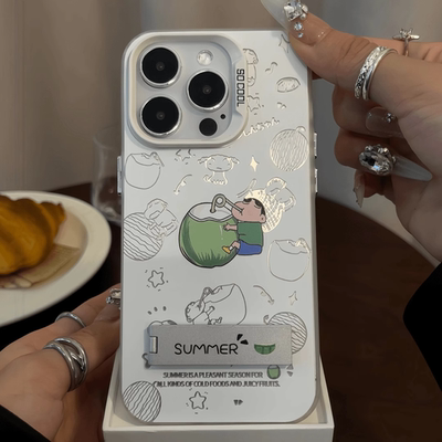 小新喝椰子吃西瓜情侣苹果手机壳16promax小米iphone14华为mate60propura70荣耀vivo红米k50no一加opporeno12