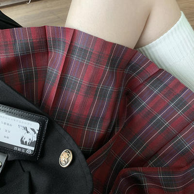 红雾/瞳福掌柜原创正统jk制服格裙TR面料校供感新年圣诞红格显白