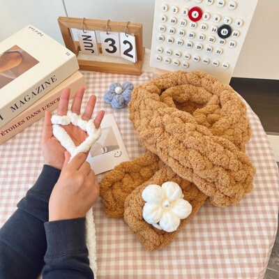 蜡笔小新阿呆同款手指围巾手工diy毛线编织材料包冰条送女友礼物