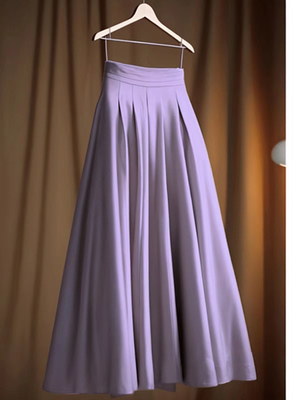 紫色显瘦大摆长裙白色百褶新款百搭气质欧式妈妈高腰轻奢半身裙