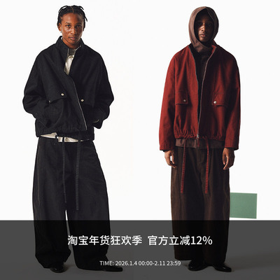 MANUFACTURE 水洗立领抽绳夹克