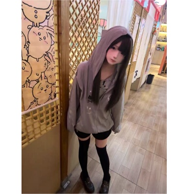 日系软妹可爱甜美猫咪印花长袖防晒衣女夏季新款宽松萌系防晒服