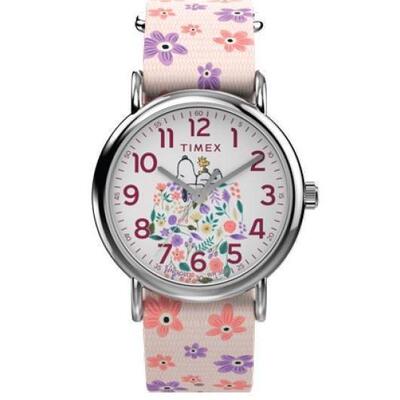 Timex天美时Peanut Floral 38mm女士手表织物表带TW2W33200