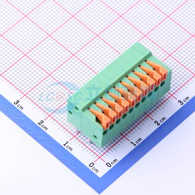弹簧式接线端子 JL141R-25410G01 弯插,P=2.54mm 1x10P 10P 原装