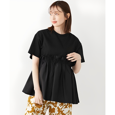 日单SHIPS夏季短袖纯棉拼接衫休