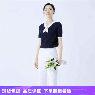 娜家2024夏季新款商场同款简约减龄显瘦针织衫短袖上衣NZ02827M4