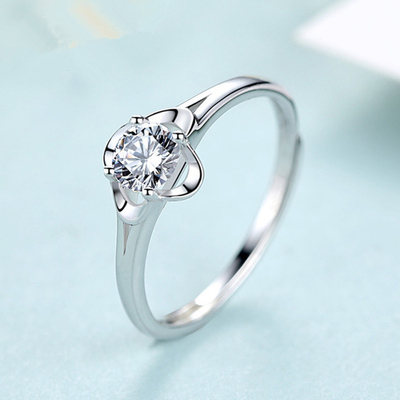 官方正品四叶草999纯银戒指送女朋友情人老婆情人节礼物可以调节