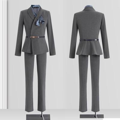秋冬职面试教AYM978待师通勤前酒店台接职业装两件套裙装气质工作