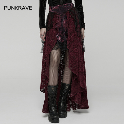 哥特蕾丝前短后长半身裙
