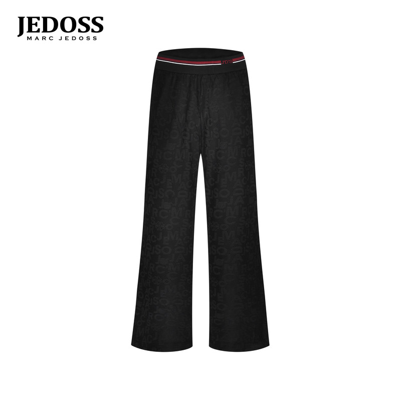 JEDOSS/爵迪斯女装2026春夏新款字母满提花休闲针织裤喇叭裤B0362
